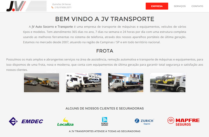JV Transportes aposta na simplicidade em seu site